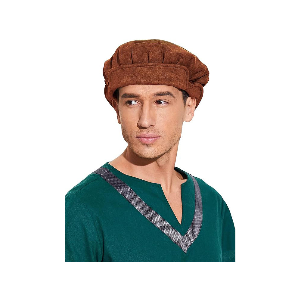 Soft Suede Medieval Hat Beret Renaissance Festival Cap for Men Women R ...