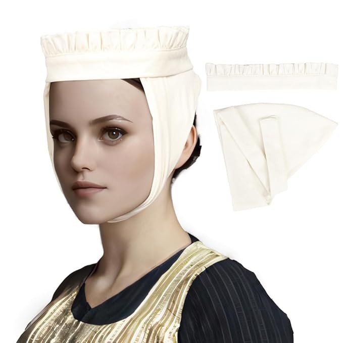 Women Medieval Linen Headband 14th Century Ruffled Fillet Barbette Hai ...